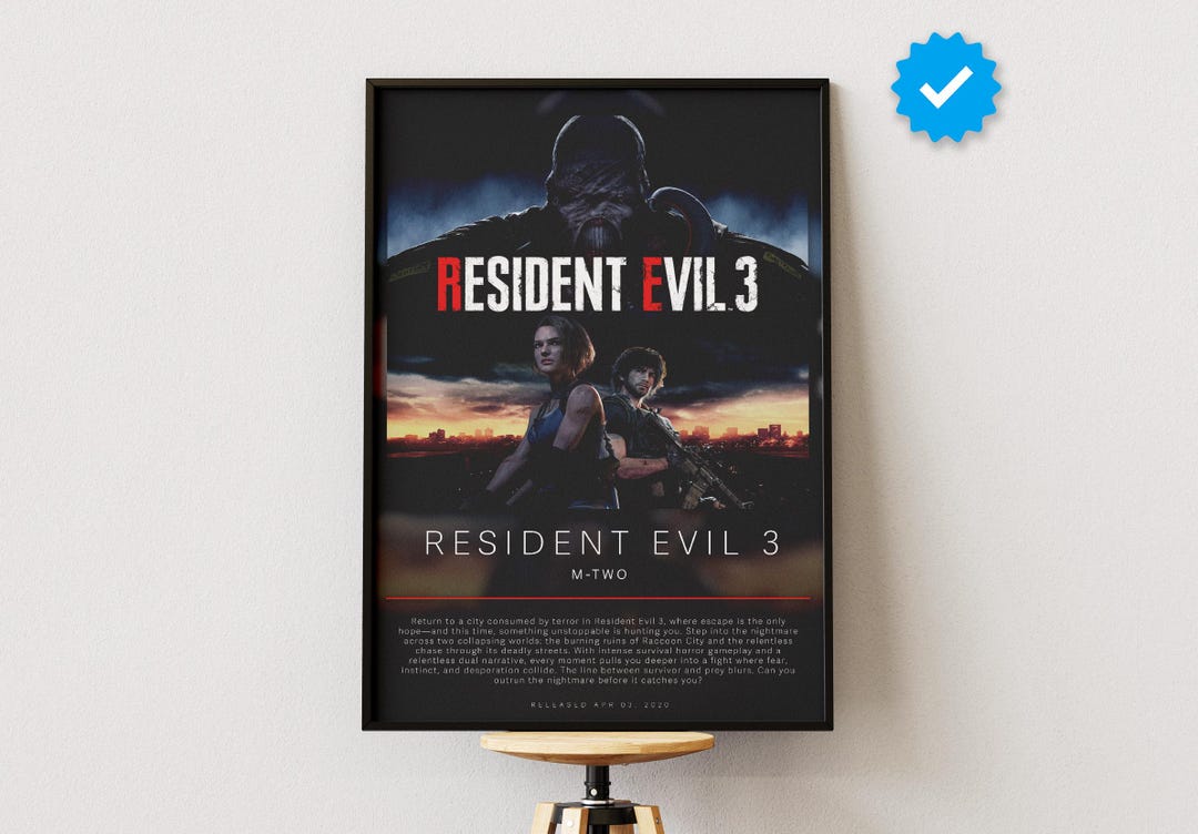 Resident Evil 3 Poster | Gaming Poster | Video Game Prints | Wall Decor ...