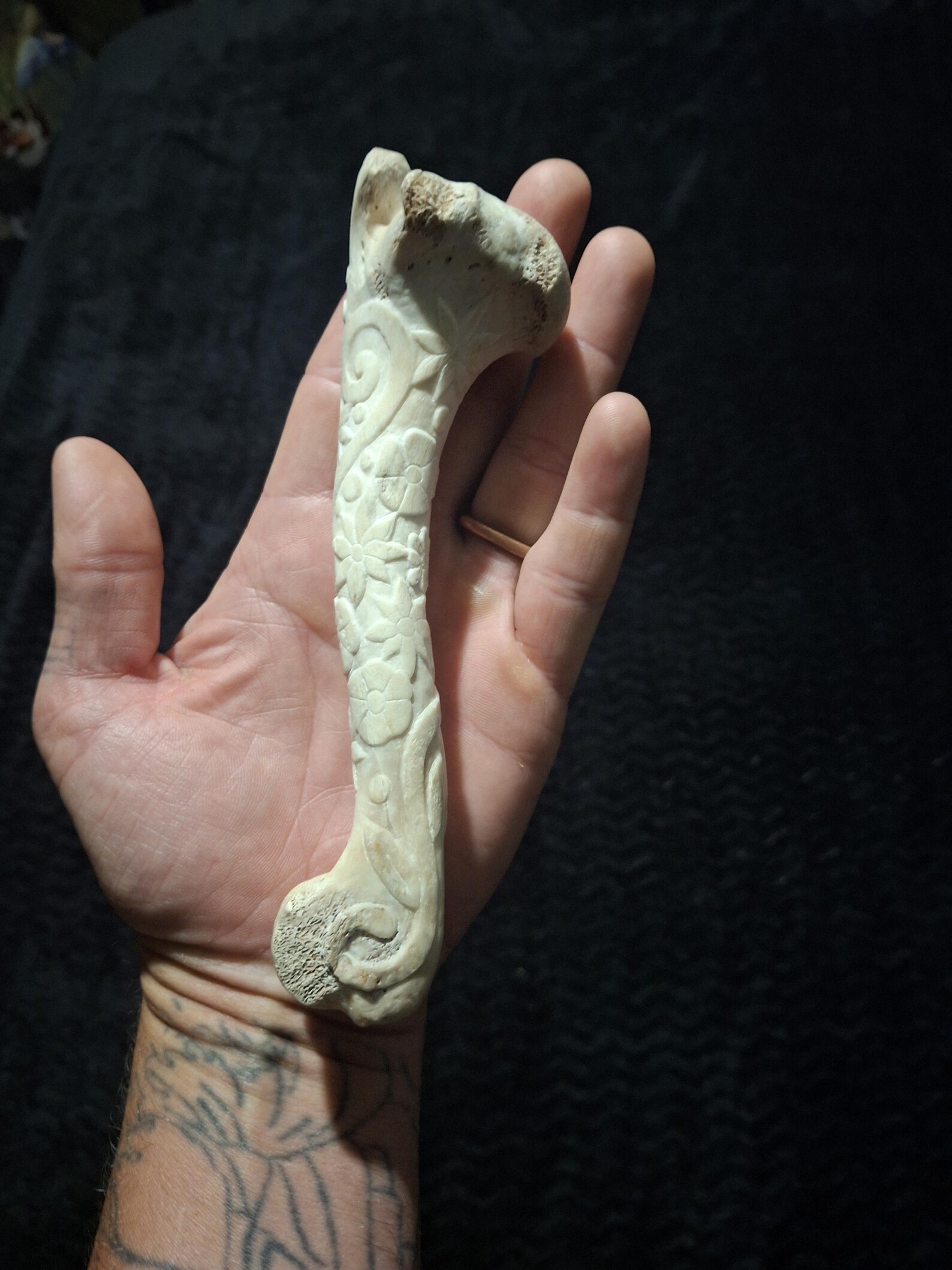 Floral Design Hand Carved Bone - Etsy