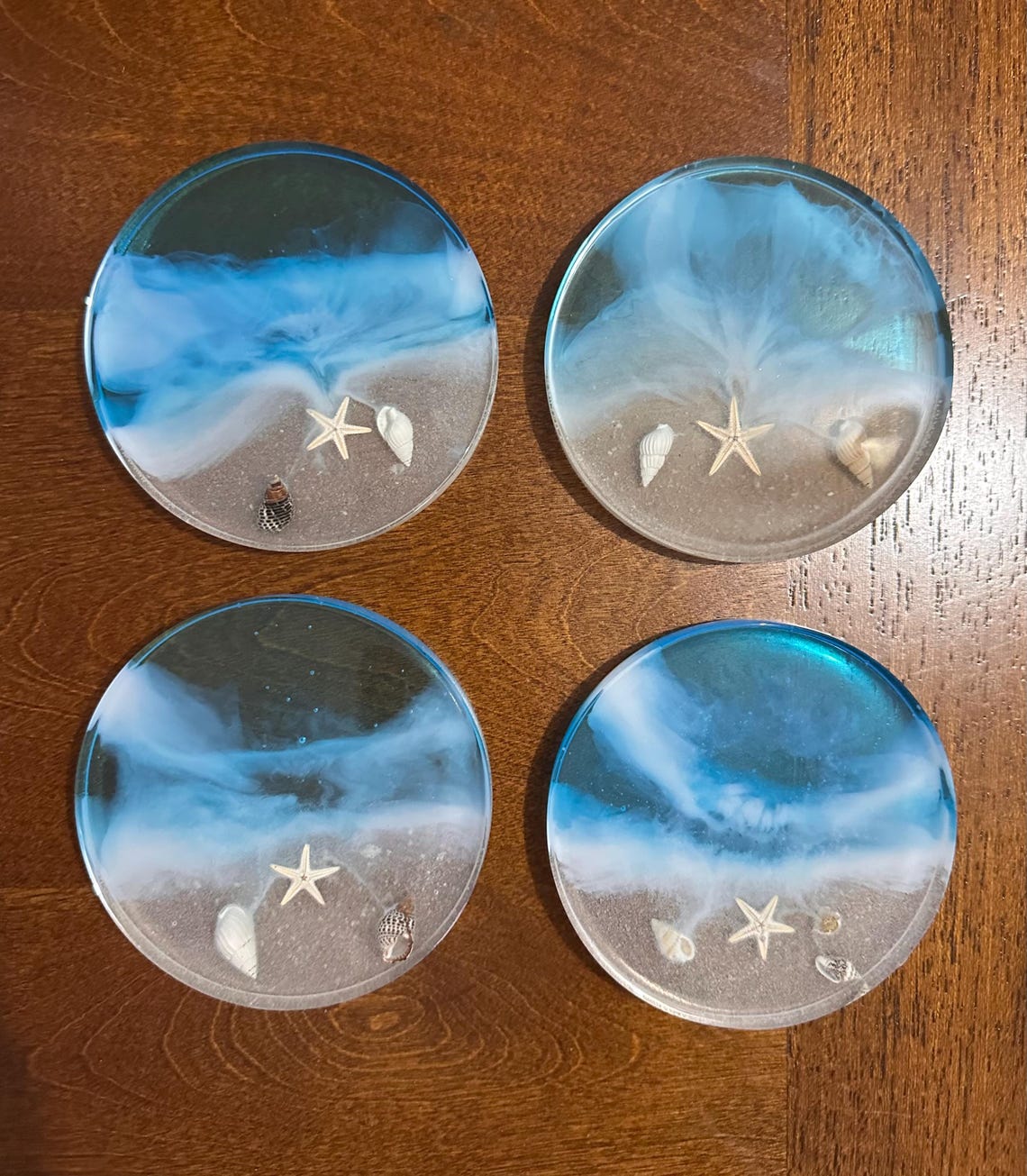 Ocean Resin Beach Coaster | Handmade Beach Drink Coasters | Coastal ...