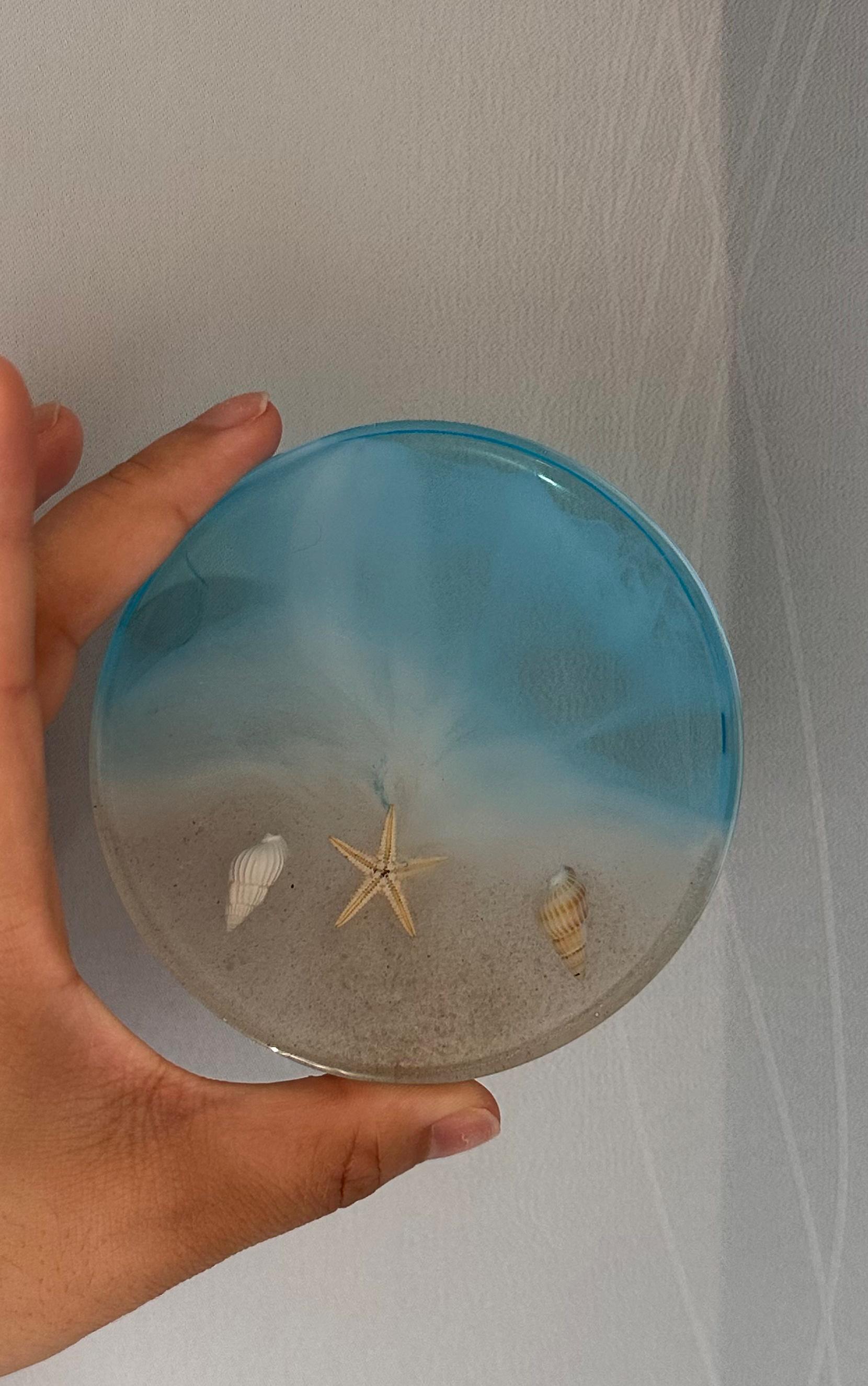 Ocean Resin Beach Coaster | Handmade Beach Drink Coasters | Coastal ...