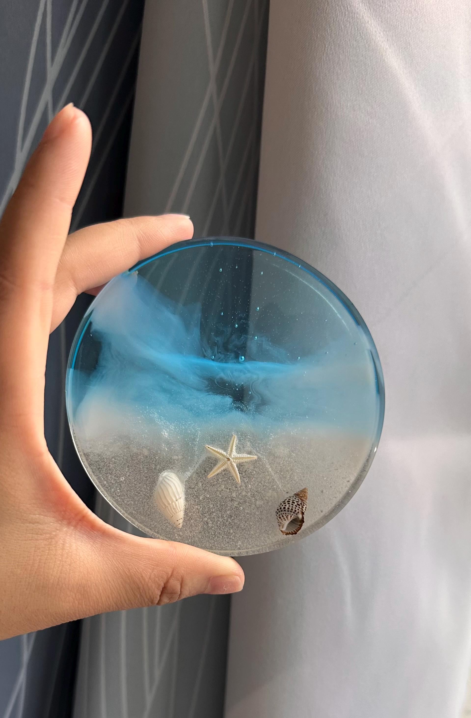 Ocean Resin Beach Coaster | Handmade Beach Drink Coasters | Coastal ...