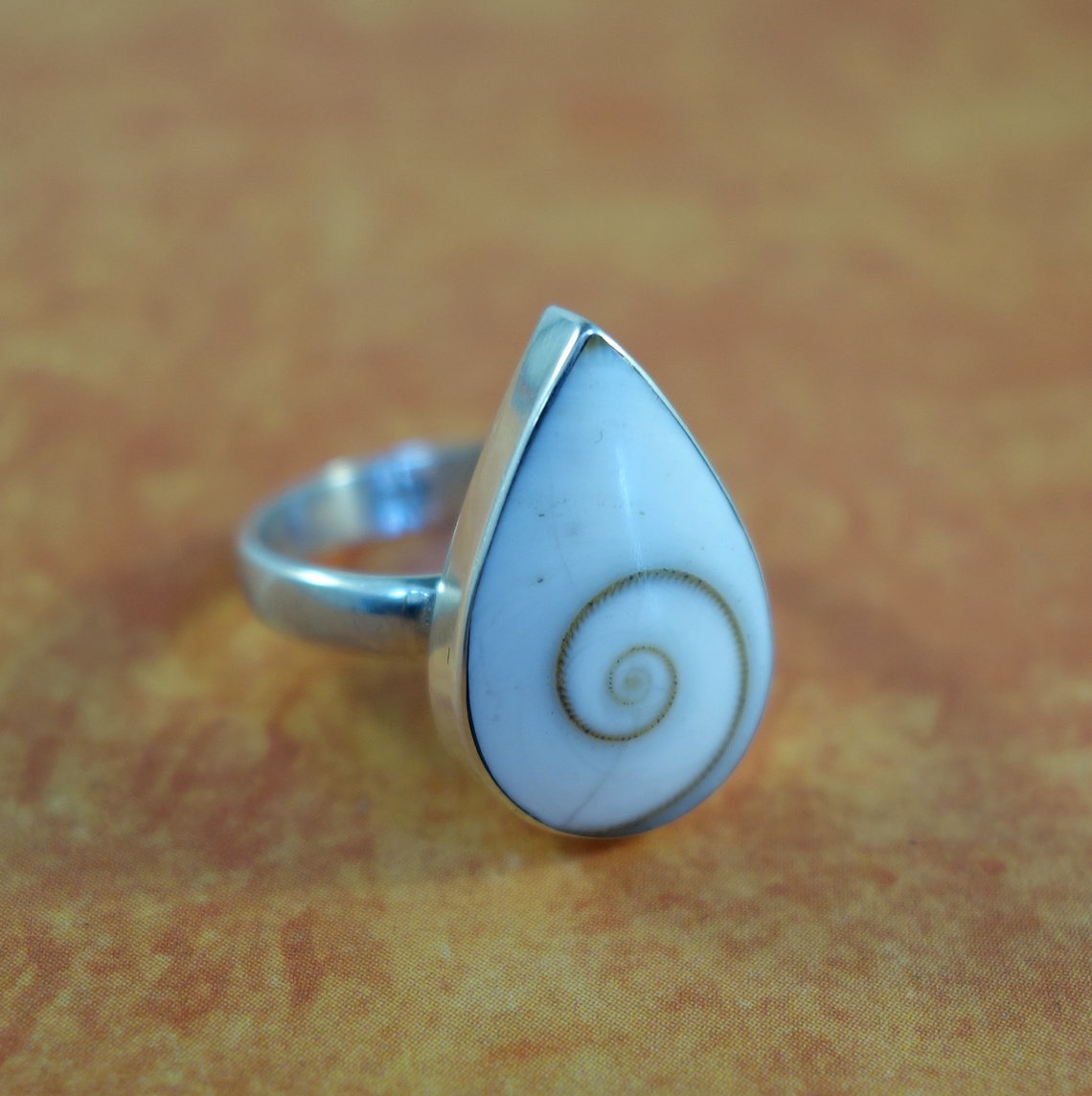 Teardrop Eye of Shiva Shell Ring Sterling Silver and - Etsy
