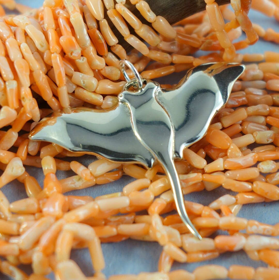 Manta Ray Pendant White Brass, Hand Cast Manta Ray, Sterling Silver ...