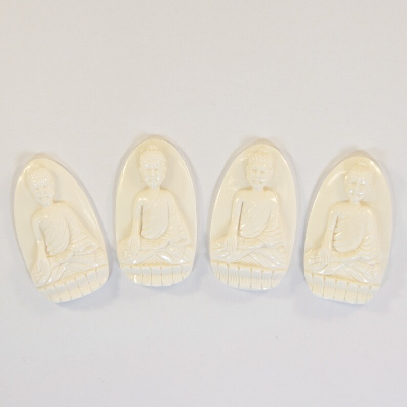 Hand Carved Buddha Cabochon ~ Large Bone Buddha Bead, Flat Back ...
