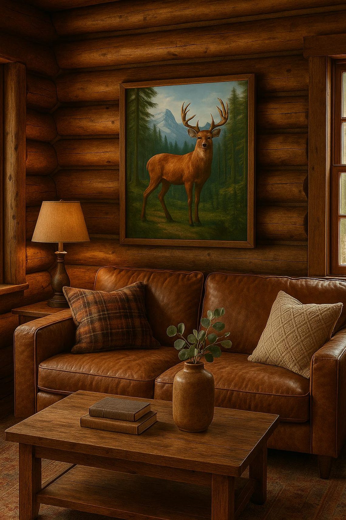 Rustic Deer Wall Art Printable, Buck in Forest With Mountains, Nature ...