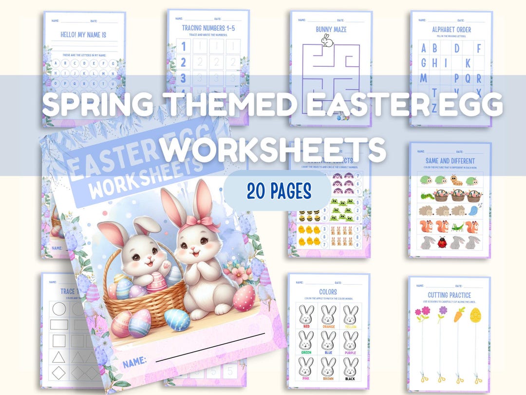 SPRING THEMED EASTER Egg Educational Worksheets for Kids Ages 3-8 ...