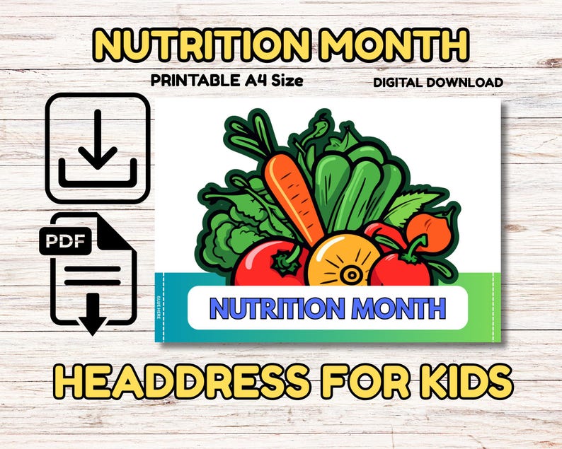 Nutrition Month Headdress: Printable Fruit & Veggie Crown (PDF Download - Etsy