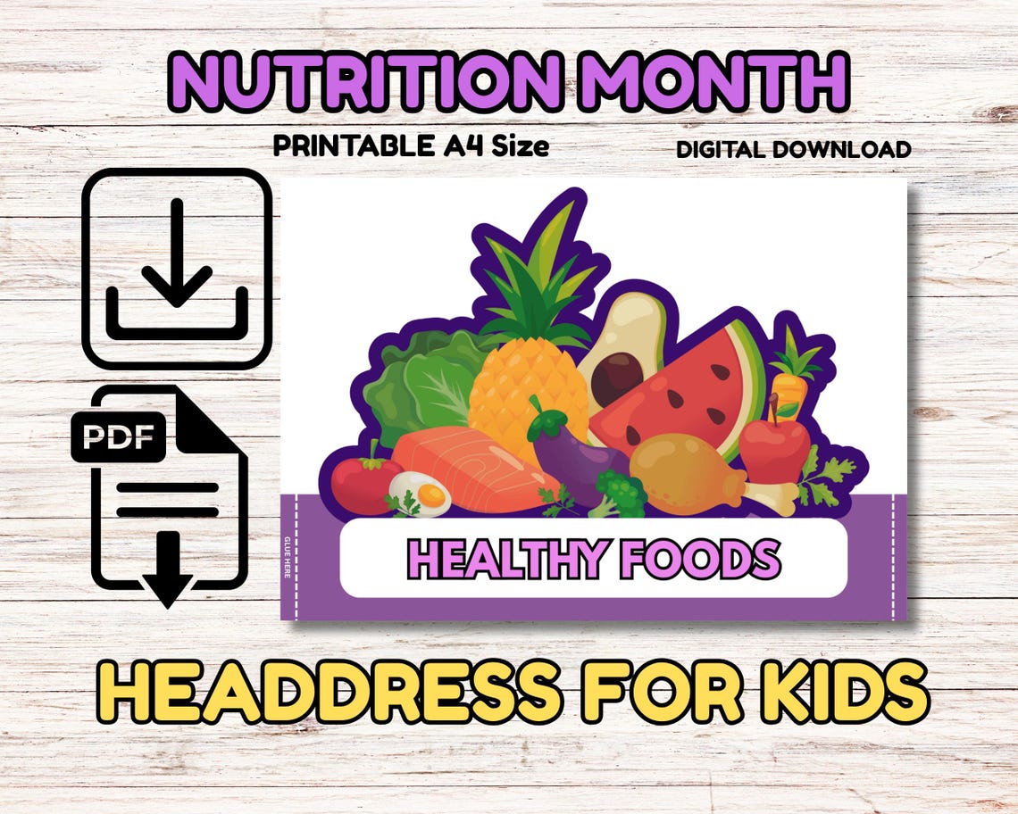 Nutrition Month Headdress: Printable Fruit & Vegetable Crown (PDF ...