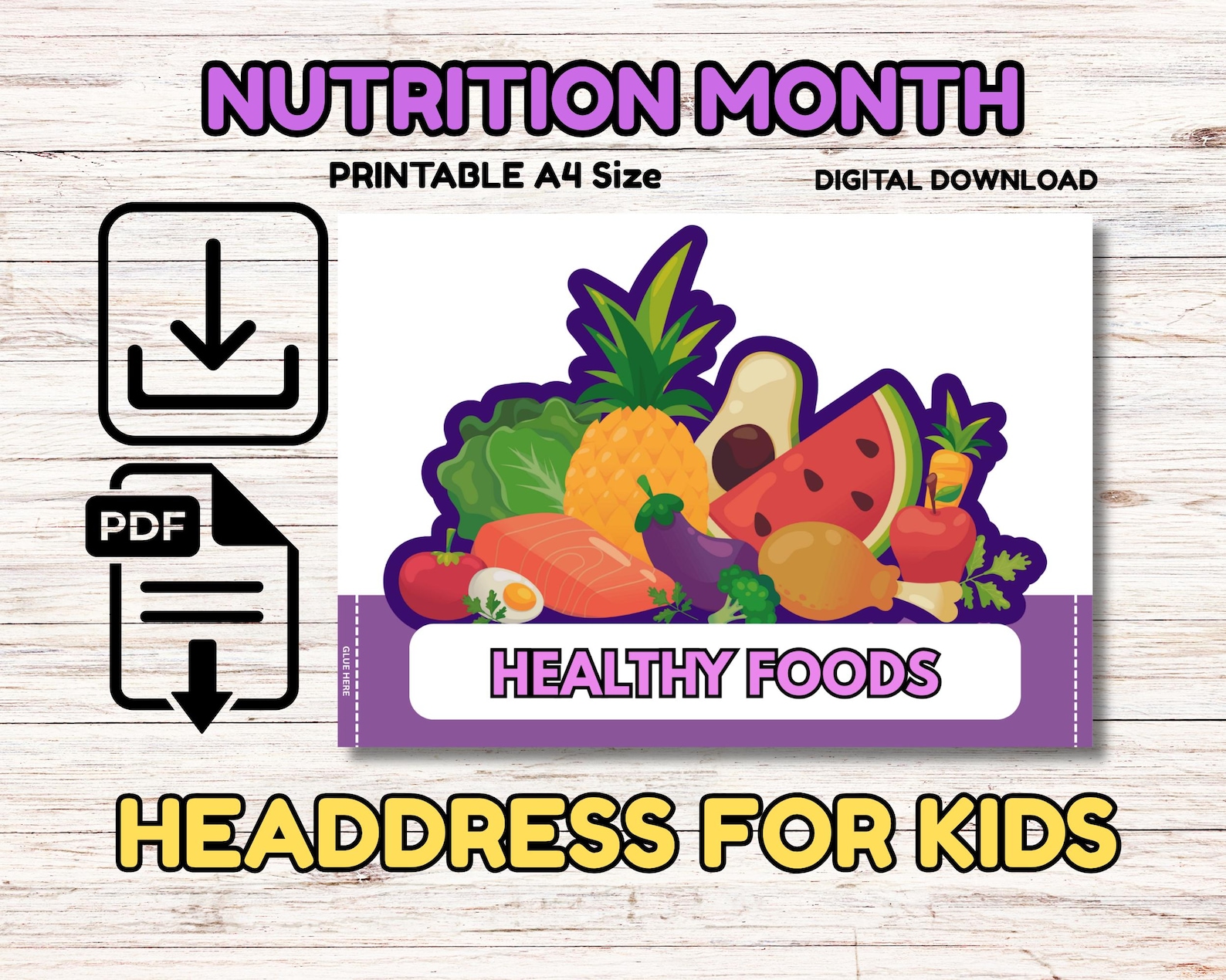 Nutrition Month Headdress: Printable Fruit & Vegetable Crown (PDF Download - Etsy