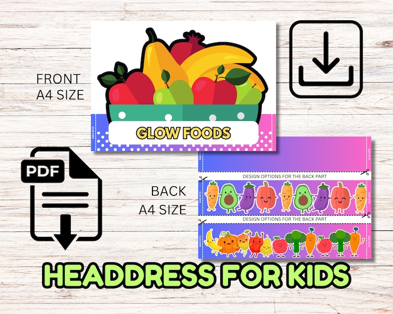 20 NUTRITION MONTH HEADDRESS Bundle Printable Healthy Food Headdress ...