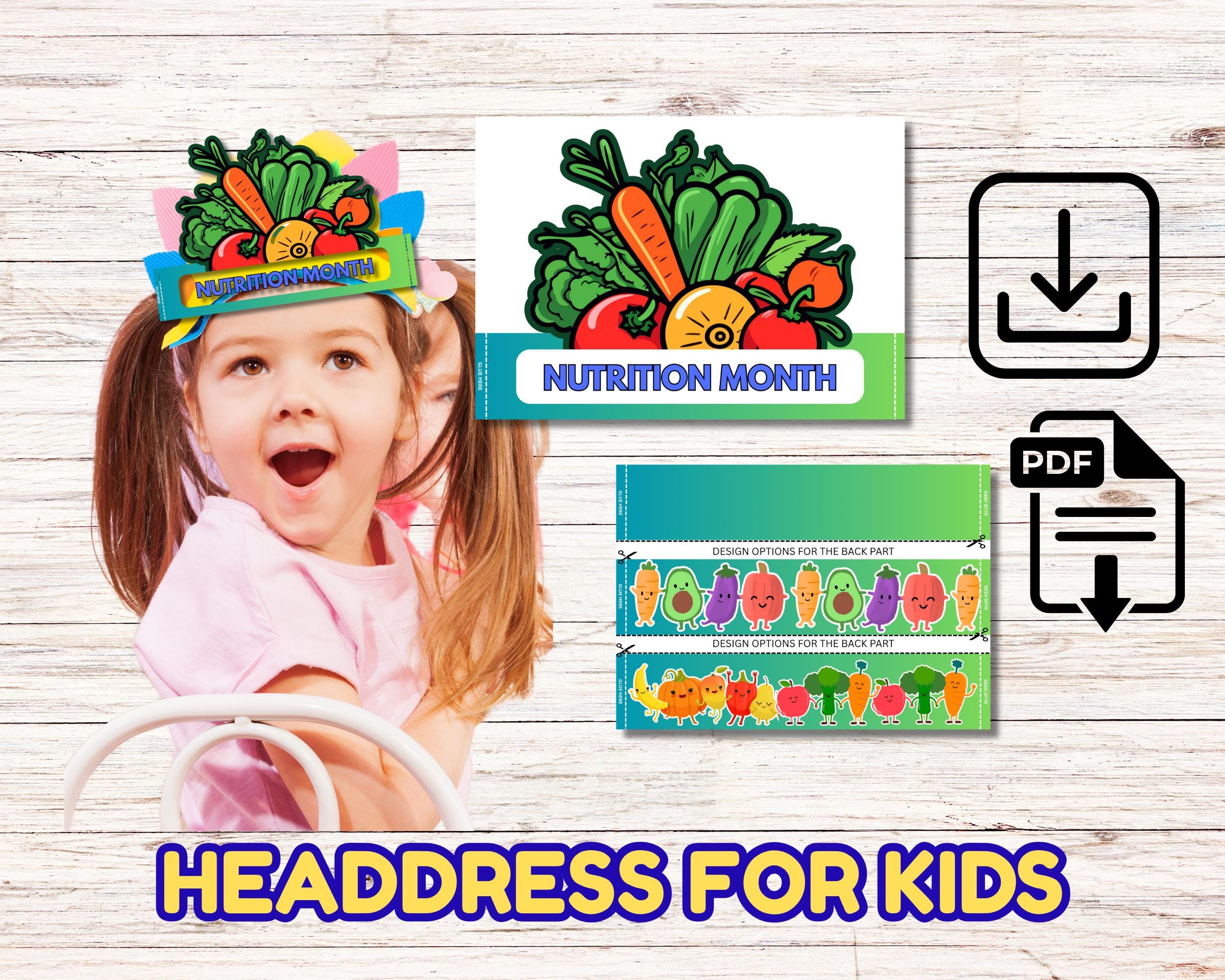 Nutrition Month Headdress: Printable Fruit & Veggie Crown (PDF Download ...