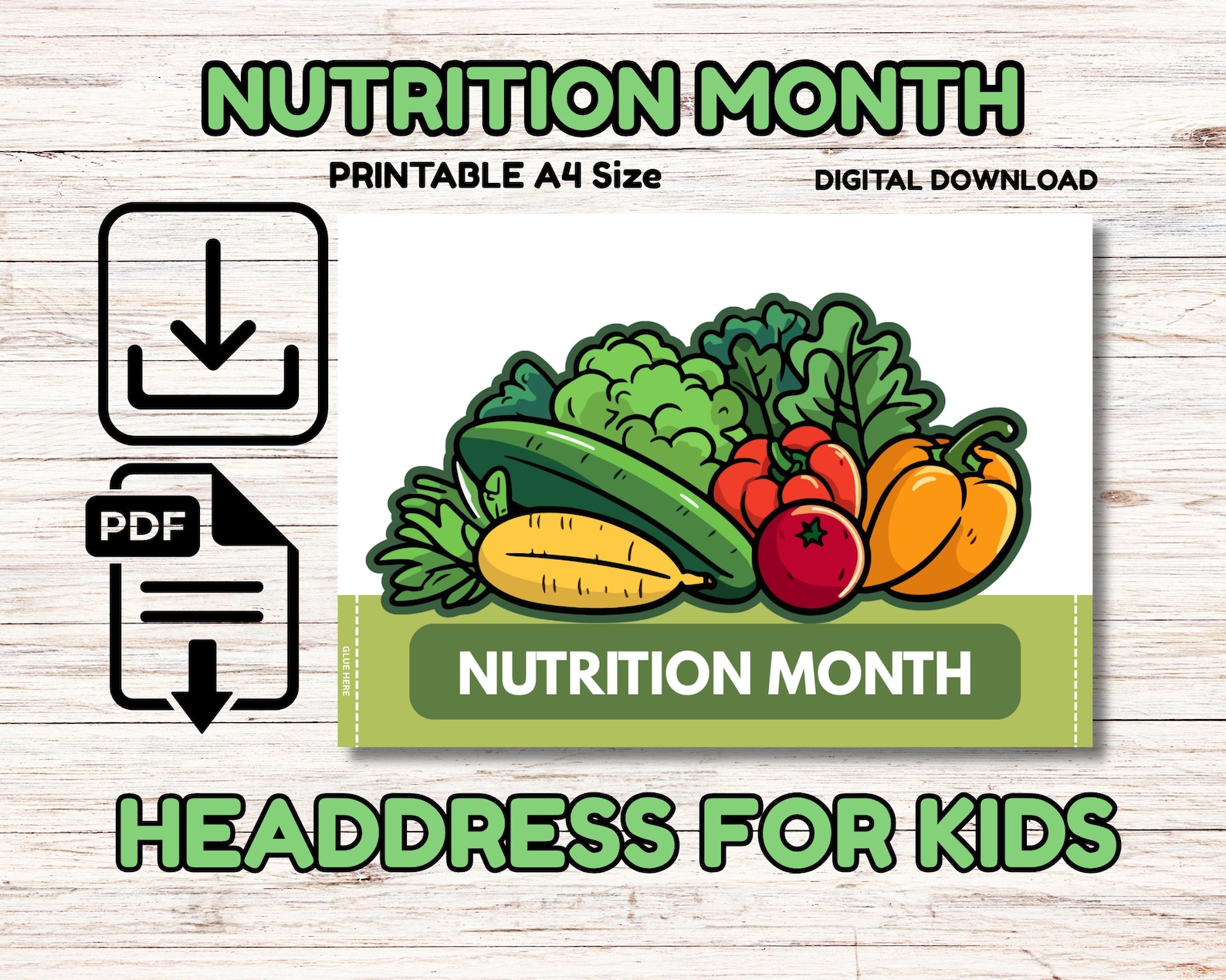 Nutrition Month Headdress Printable: DIY Food Crown Craft (PDF) - Etsy
