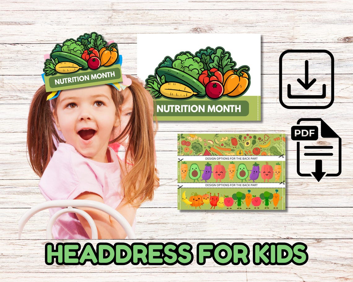 Nutrition Month Headdress Printable: DIY Food Crown Craft (PDF) - Etsy
