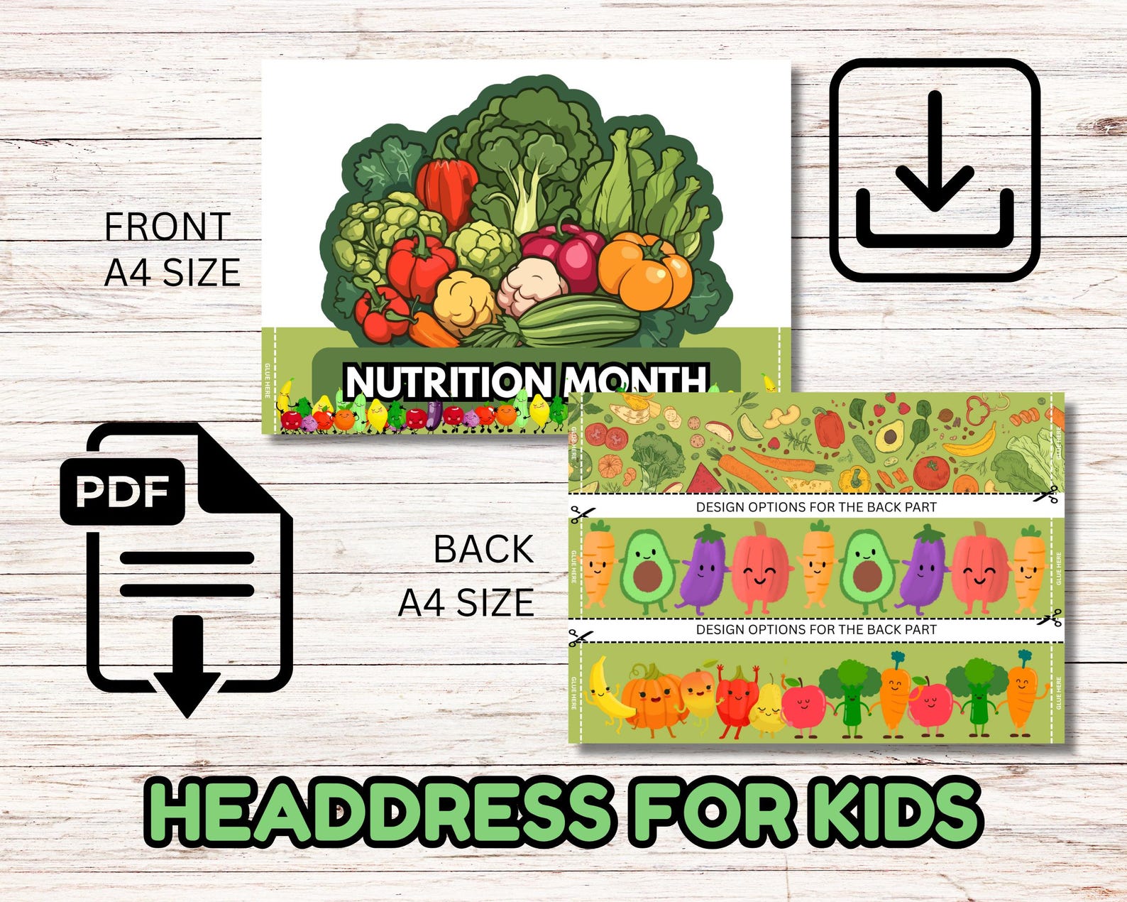 Nutrition Month Headdress: Printable Healthy Food Craft (PDF Download ...