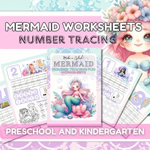 MERMAID-THEMED NUMBER Tracing Worksheets | Printable Learning ...