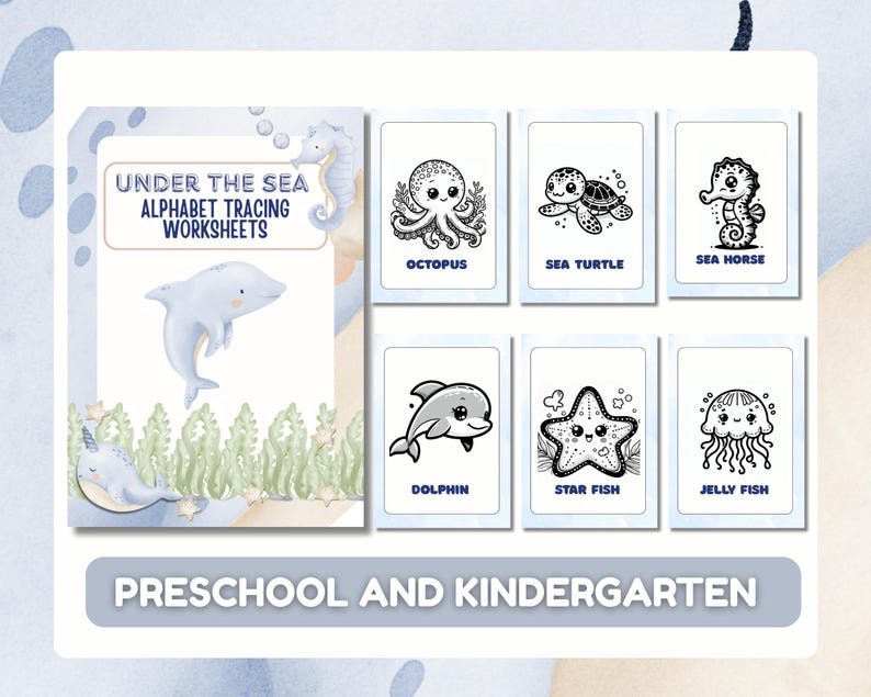 UNDER THE SEA 60+ Alphabet Letters Tracing Worksheets and Free ...