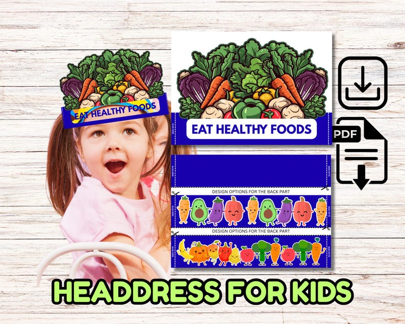 Nutrition Month Headdress Bundle, Fruit & Veggie Crowns (PDF Printable ...