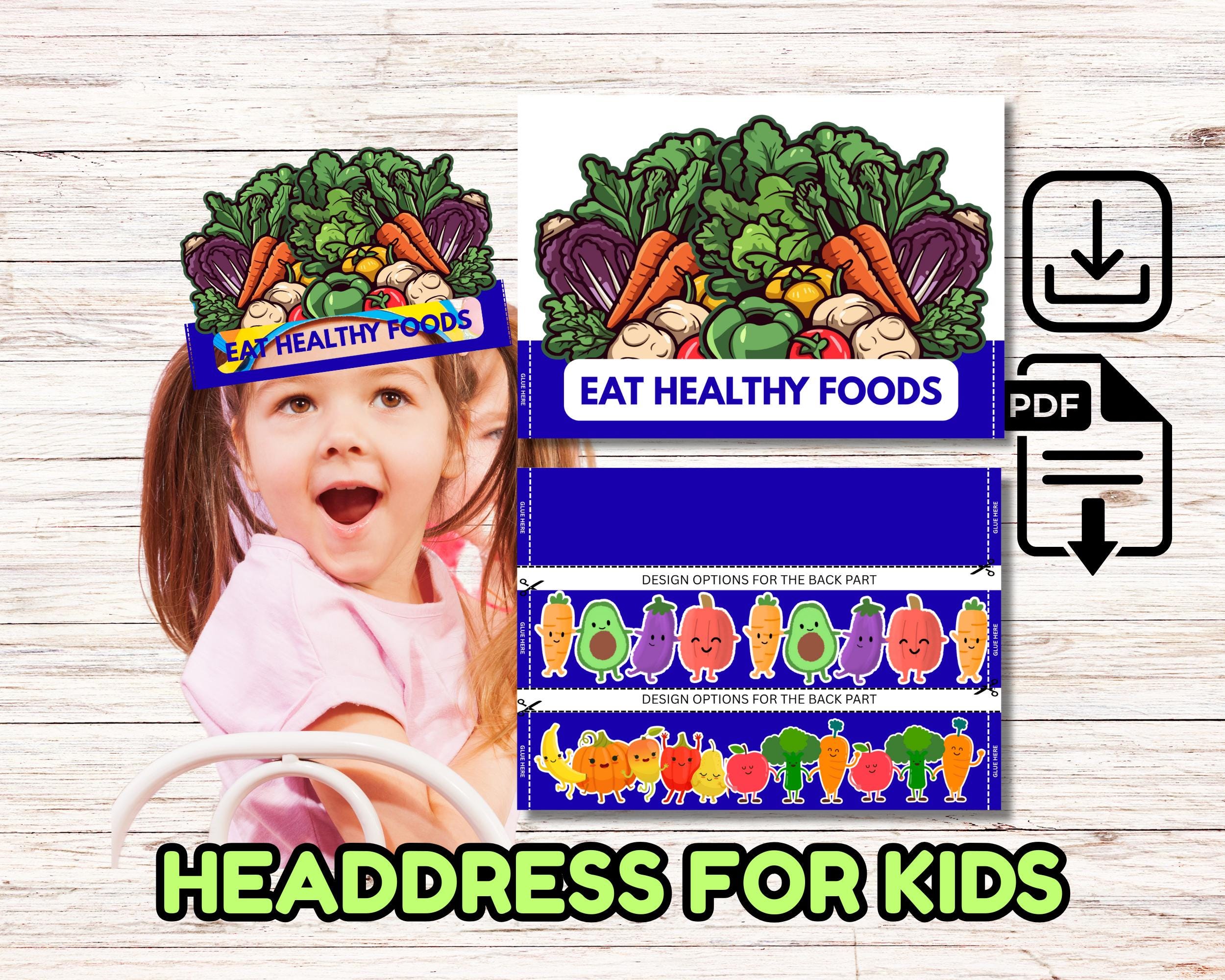 20 NUTRITION MONTH HEADDRESS Bundle Printable Healthy Food Headdress ...
