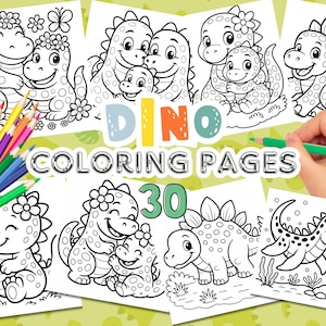30 CUTE DINOSAUR COLORING Pages | Preschool Kindergarten Toddler ...