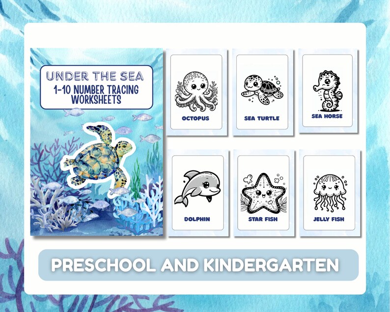 OCEAN ANIMAL-THEMED Number Tracing Worksheets | Printable Learning ...