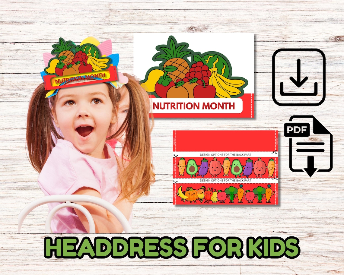 Nutrition Month Headdress: Printable Fruit & Vegetable Crown (PDF) - Etsy