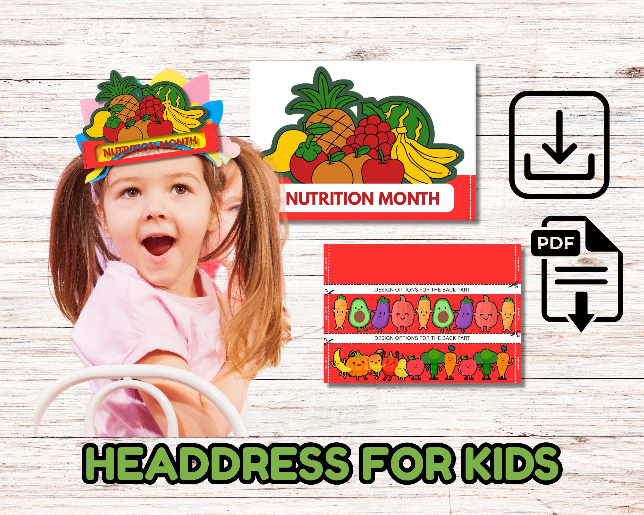 Nutrition Month Headdress: Printable Fruit & Vegetable Crown (PDF) - Etsy