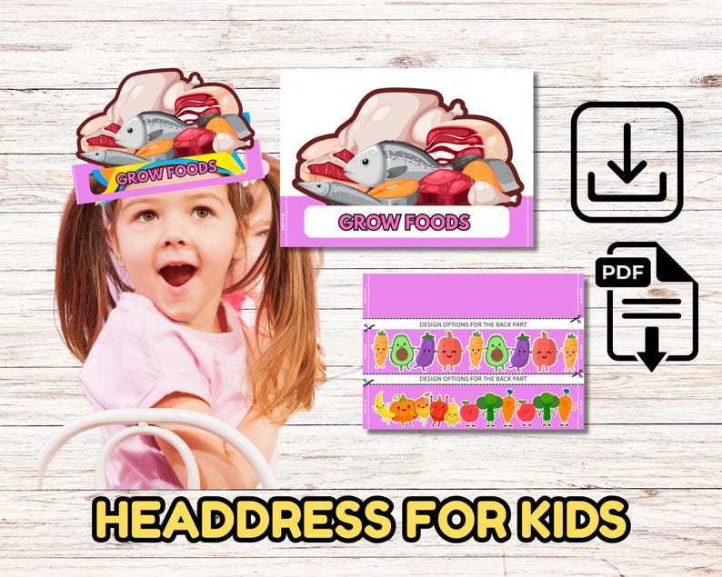 Nutrition Month Headdress: Fruit & Vegetable Crown Craft (PDF Download - Etsy