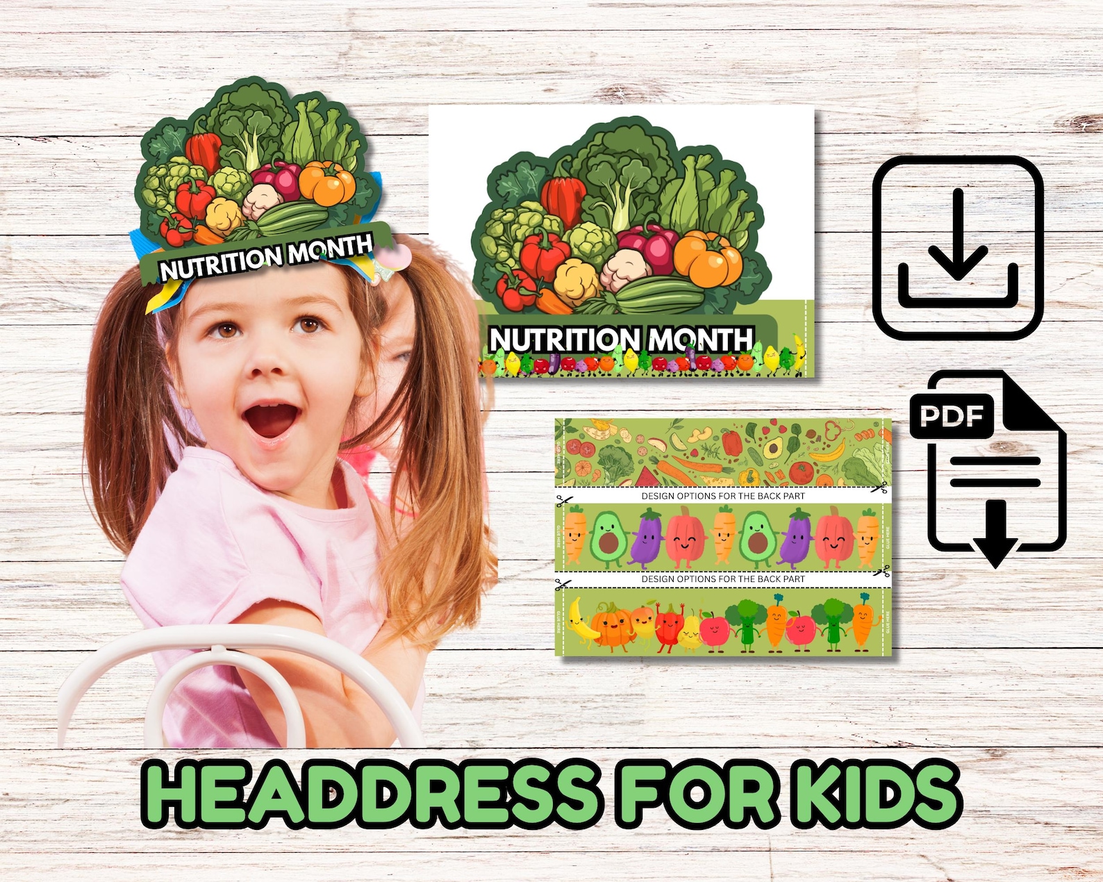 Nutrition Month Headdress: Printable Healthy Food Craft (PDF Download ...