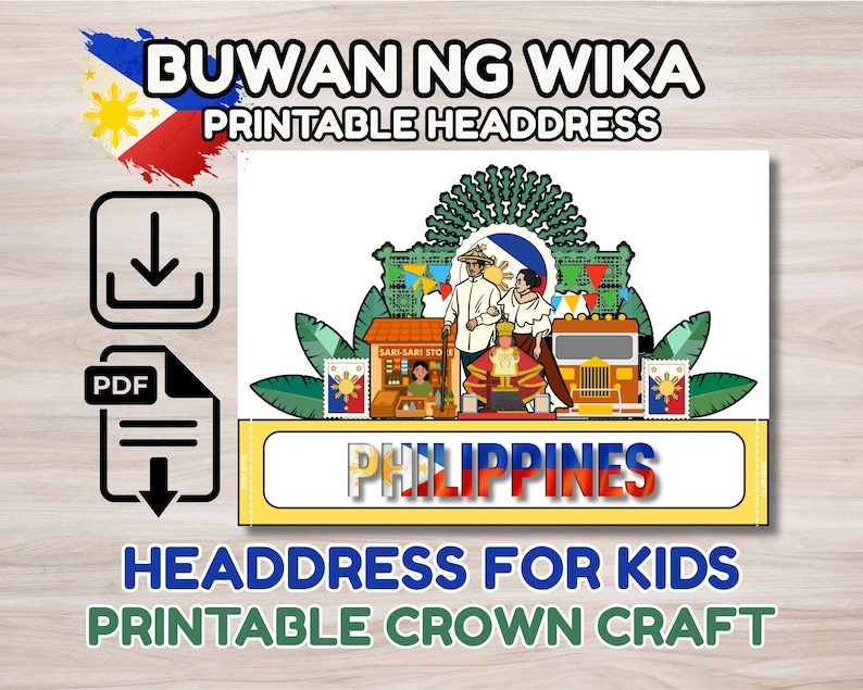 Buwan Ng Wika Headdress: Filipino Cultural Paper Crown (digital ...