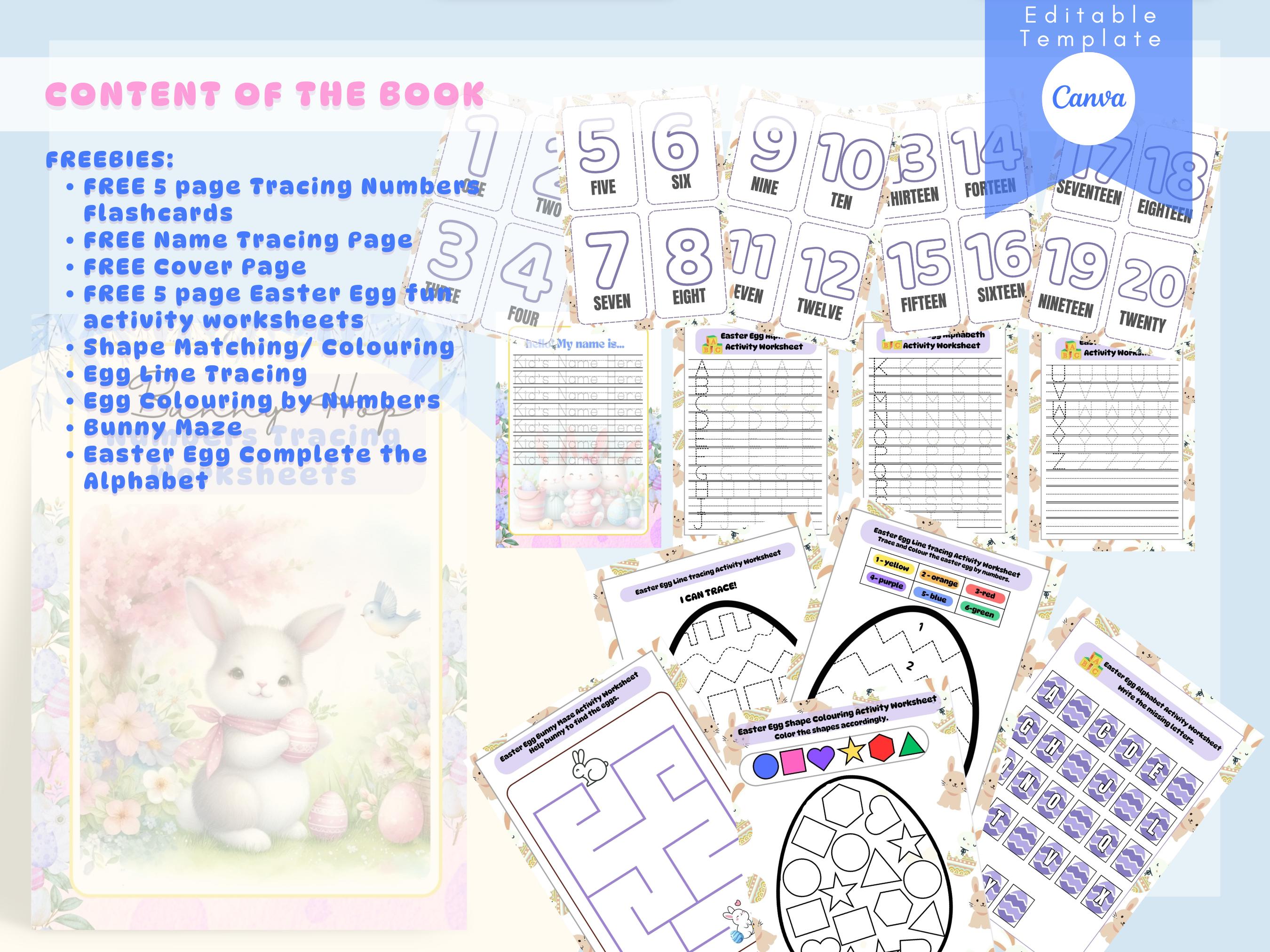 BUNNY HOP NUMBER Tracing Worksheet for Kids Ages 3-8 | Spring Themed ...