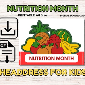 Nutrition Month Headdress: Printable Fruit & Vegetable Crown (PDF) - Etsy