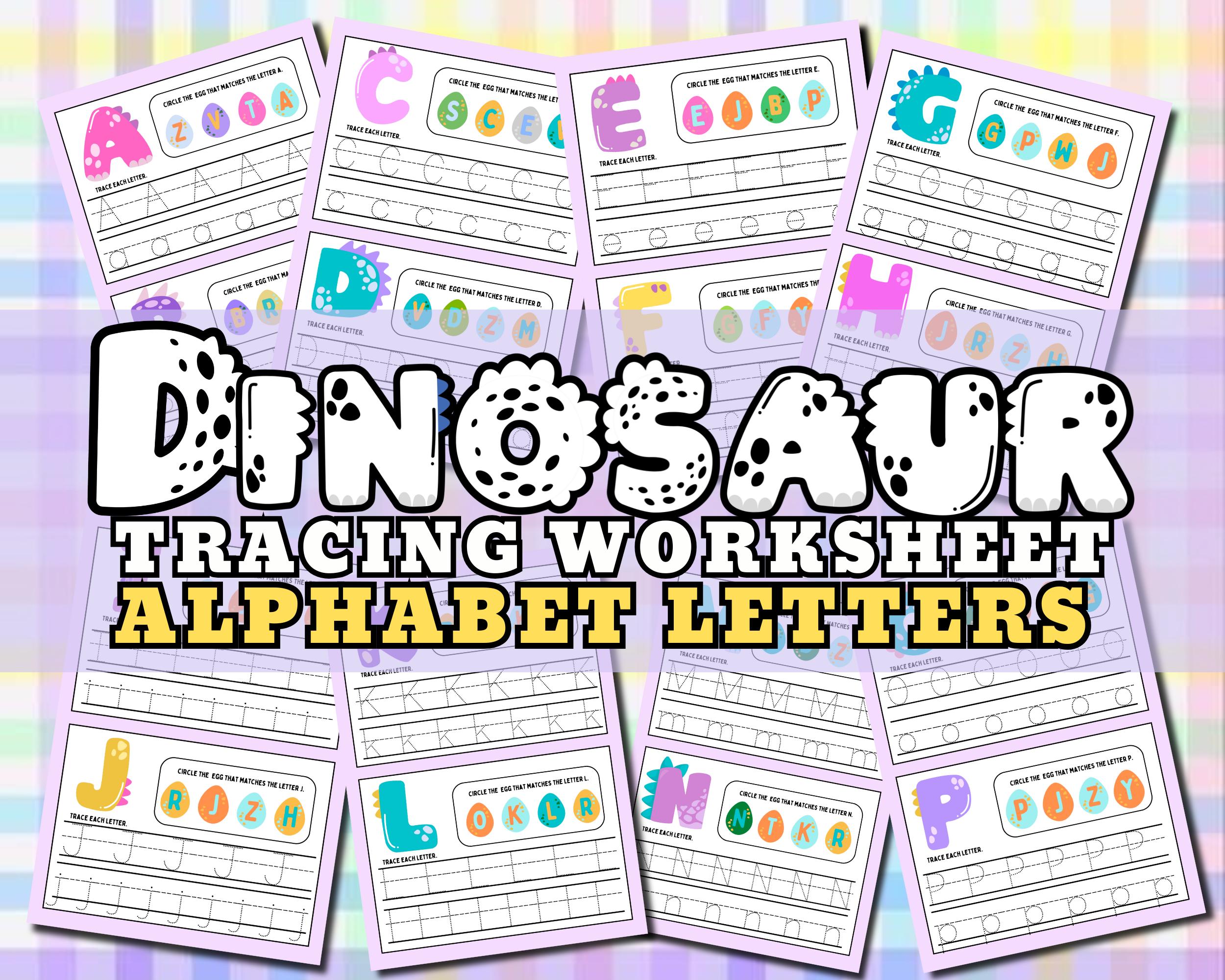 Dinosaur Alphabet Tracing Worksheets: Prek-kindergarten Letter Practice ...