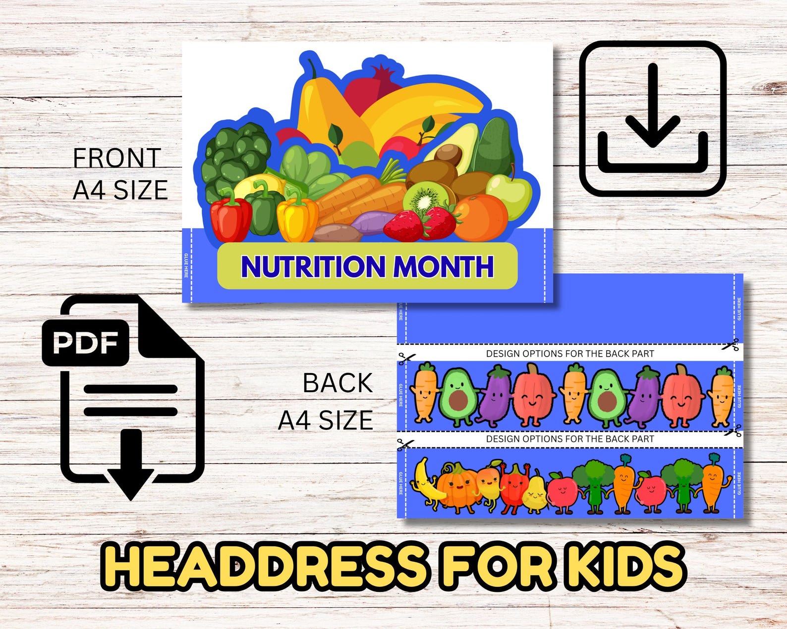 Nutrition Month Headdress: Fruit & Veggie Crown - Kids Printable Craft (PDF Download) - Etsy