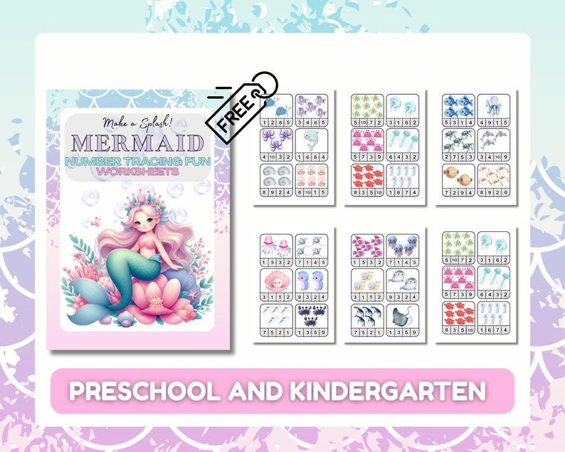 MERMAID-THEMED NUMBER Tracing Worksheets | Printable Learning ...