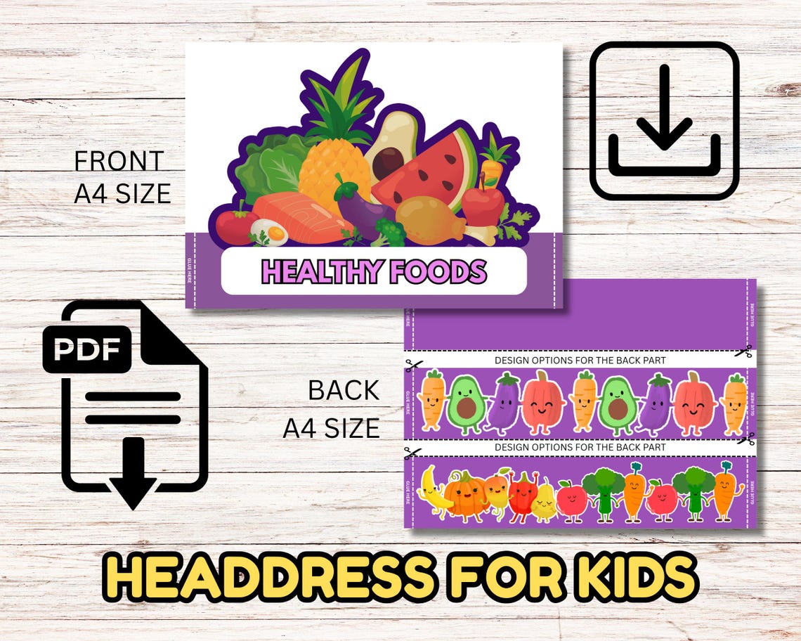 Nutrition Month Headdress: Printable Fruit & Vegetable Crown (PDF Download - Etsy