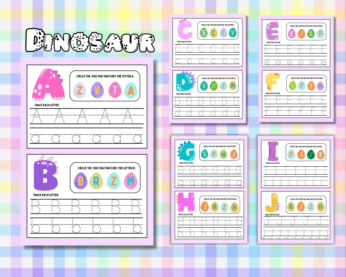 Dinosaur Alphabet Tracing Worksheets: Prek-kindergarten Letter Practice ...