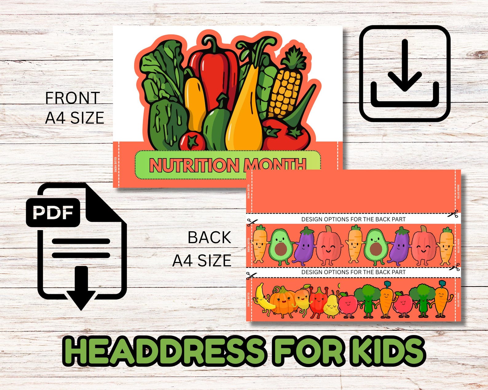 Nutrition Month Headdress: Fruit & Veggie Crown - Kids' Craft (PDF Template - Etsy