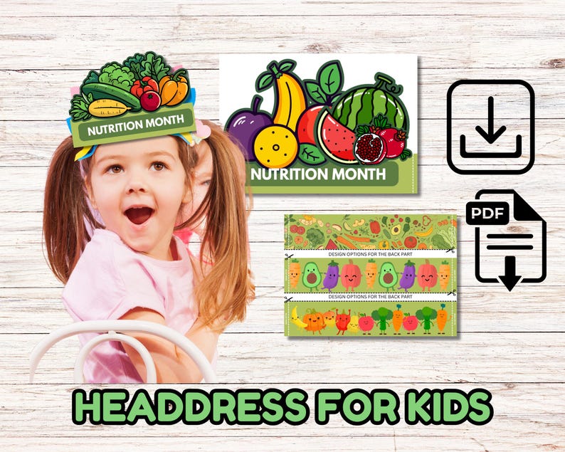 Nutrition Month Headdress: Printable Fruit & Vegetable Crown (PDF ...