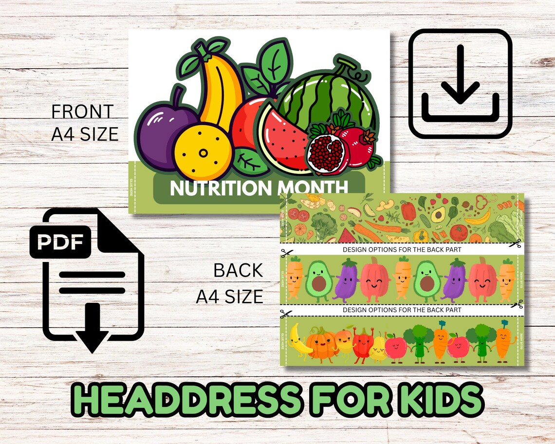 Nutrition Month Headdress: Printable Fruit & Vegetable Crown (PDF ...
