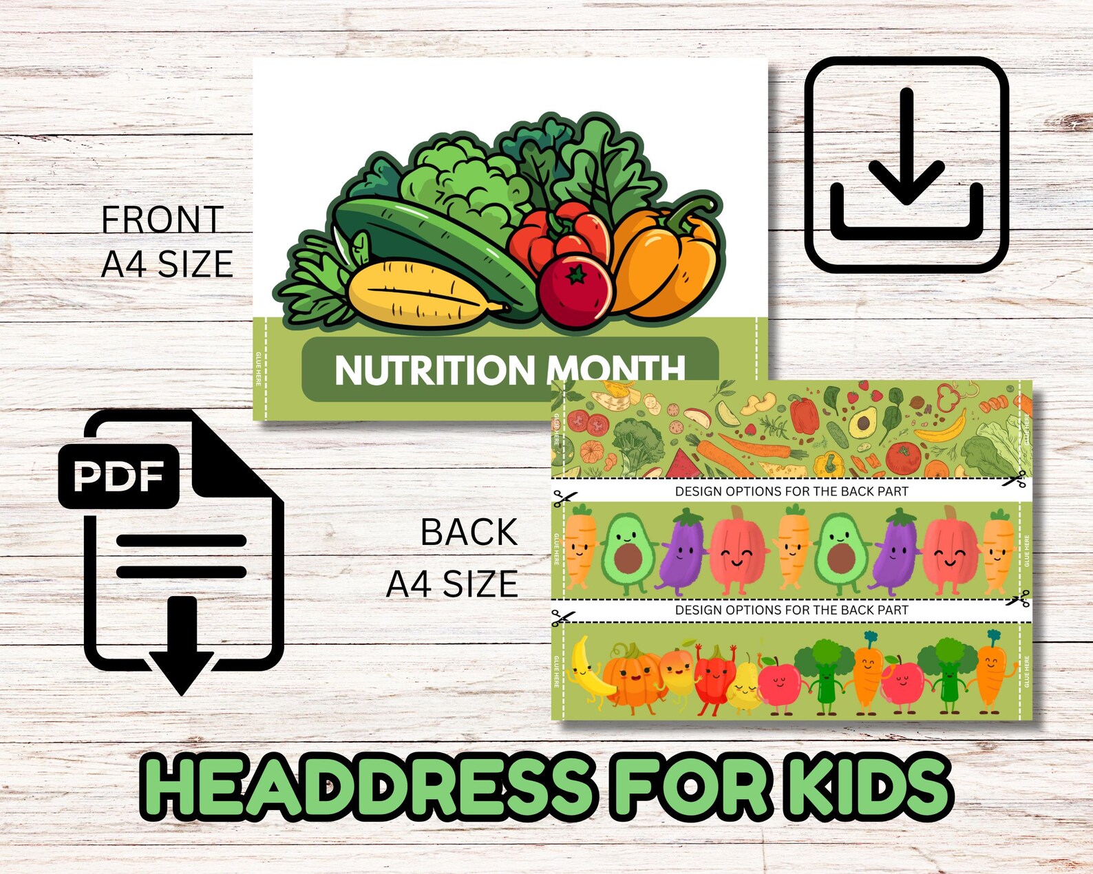 NUTRITION MONTH HEADDRESS Printable _ Healthy Food Headdress Template ...