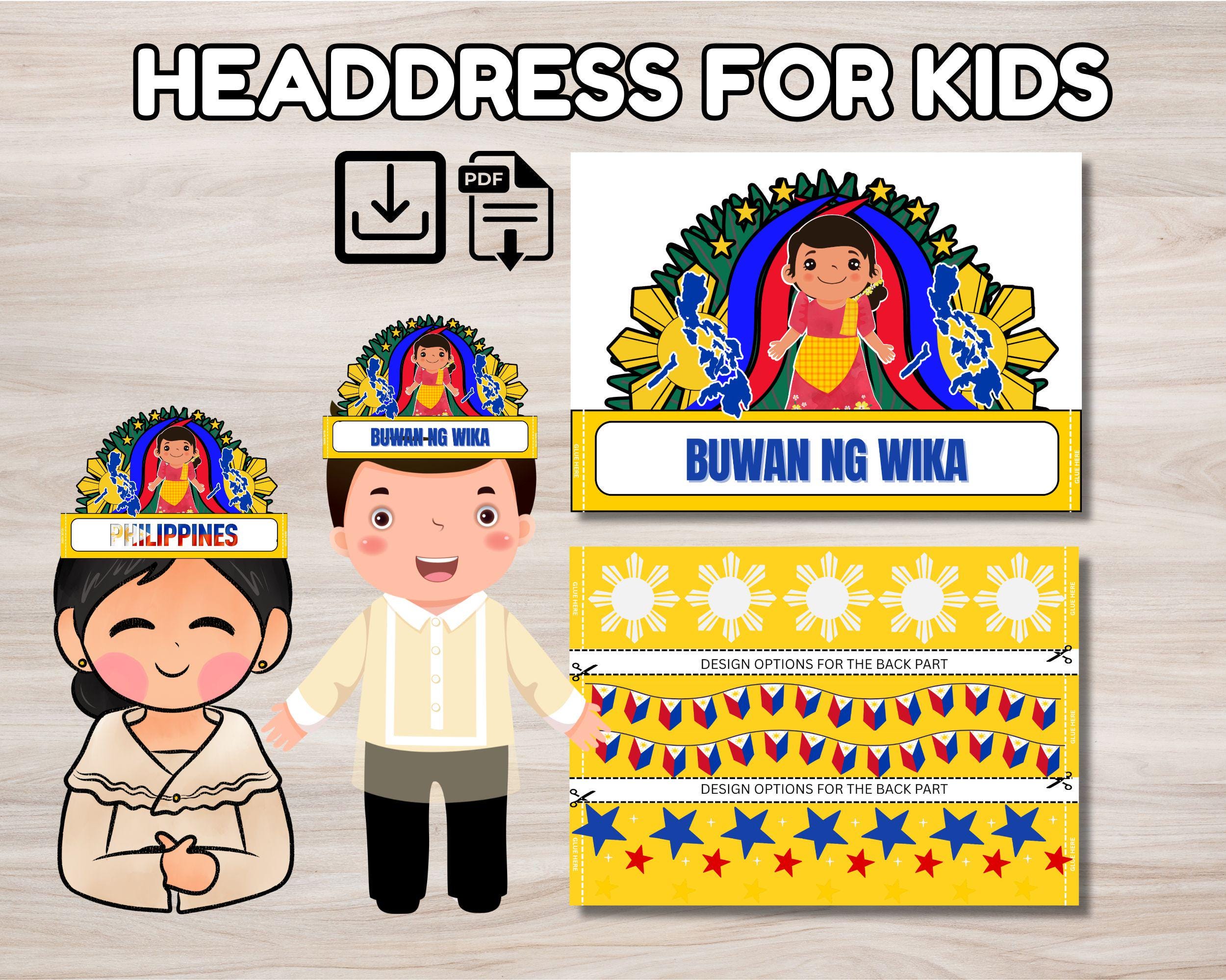 Buwan Ng Wika Headdress: Filipino Cultural Crown, Printable Paper Craft ...