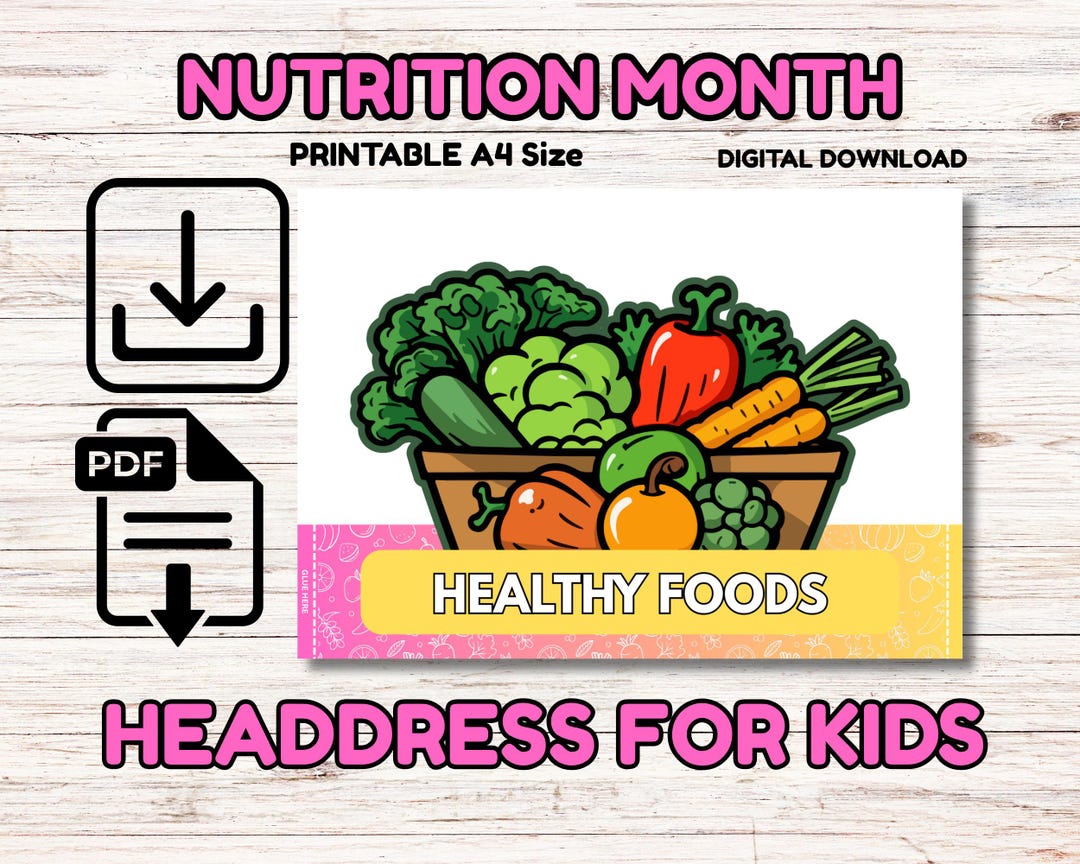 NUTRITION MONTH HEADDRESS Headcrown Printable Paper Crown Healthy Food ...