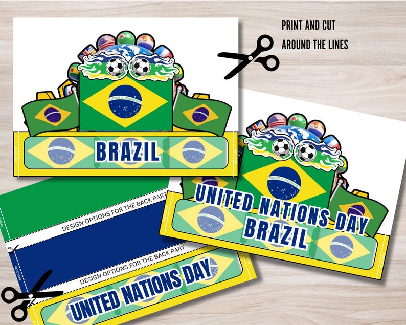Brazil Flag Headdress: United Nations Day Printable Craft (PDF) - Etsy