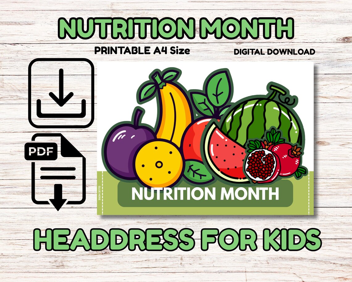 Nutrition Month Headdress: Printable Fruit & Vegetable Crown (PDF Download - Etsy