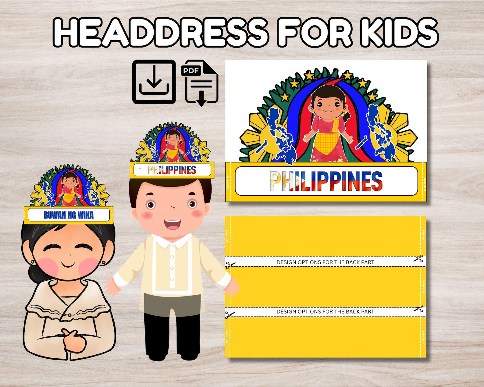 Buwan Ng Wika Headdress: Filipino Cultural Crown, Printable Paper Craft ...