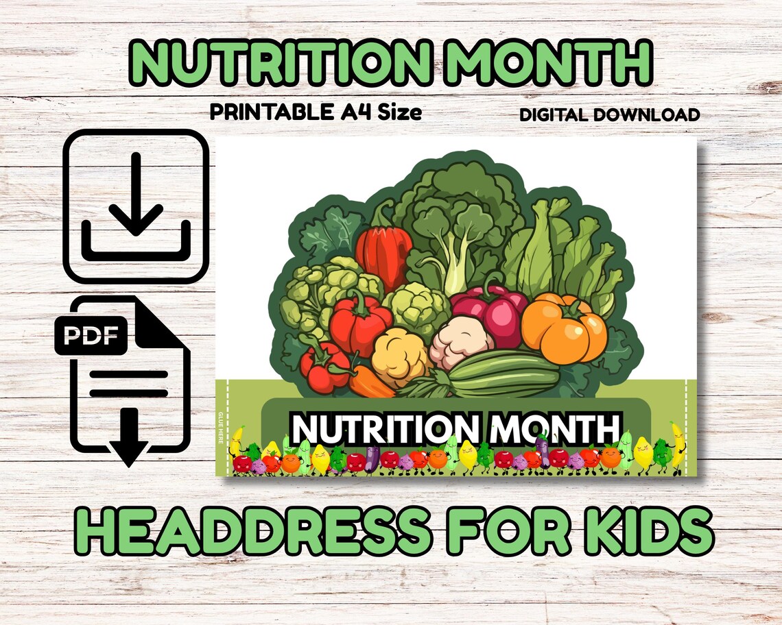 Nutrition Month Headdress: Printable Healthy Food Craft (PDF Download ...