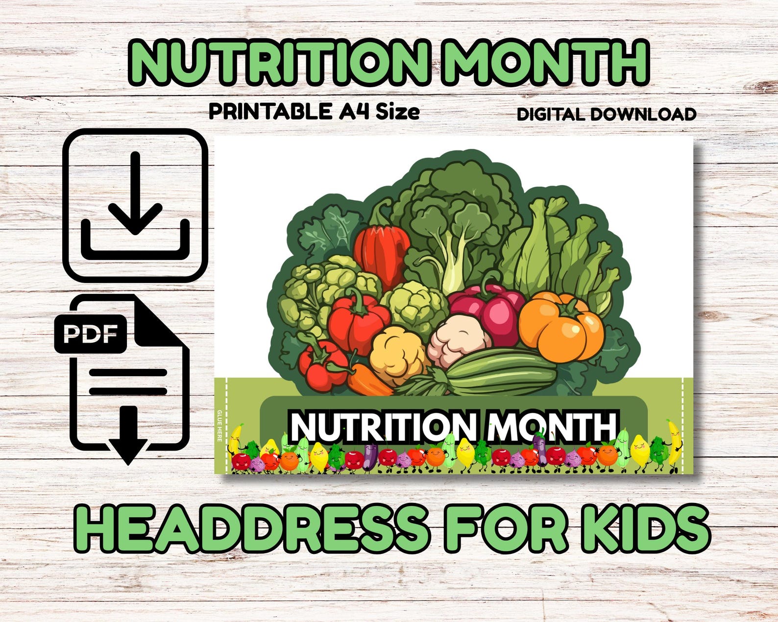 Nutrition Month Headdress: Printable Healthy Food Craft (PDF Download ...