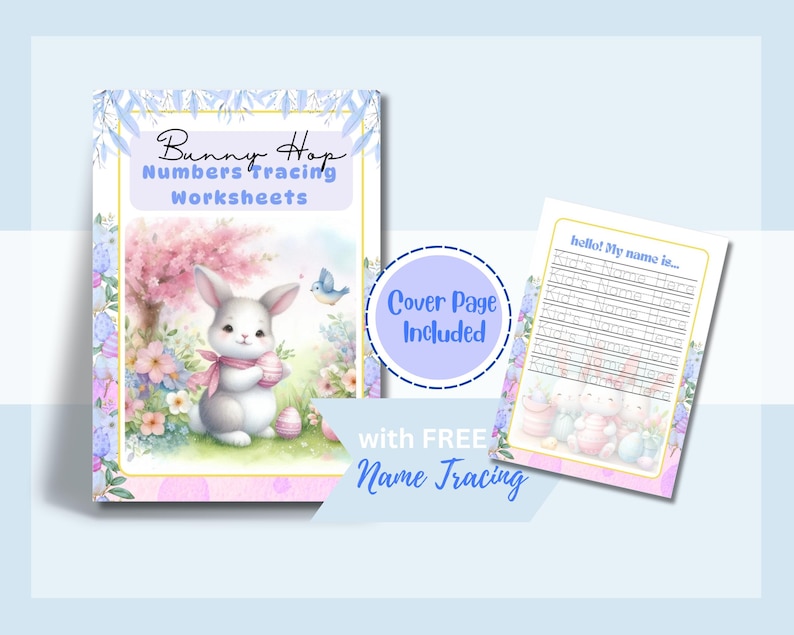 BUNNY HOP NUMBER Tracing Worksheet for Kids Ages 3-8 | Spring Themed ...