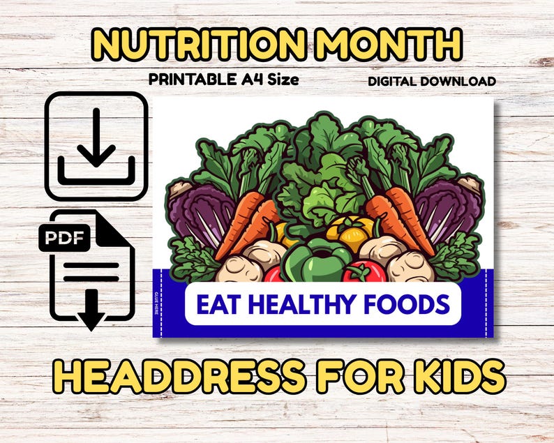 Nutrition Month Headdress: Printable Fruit & Veggie Crown Craft (PDF Download - Etsy