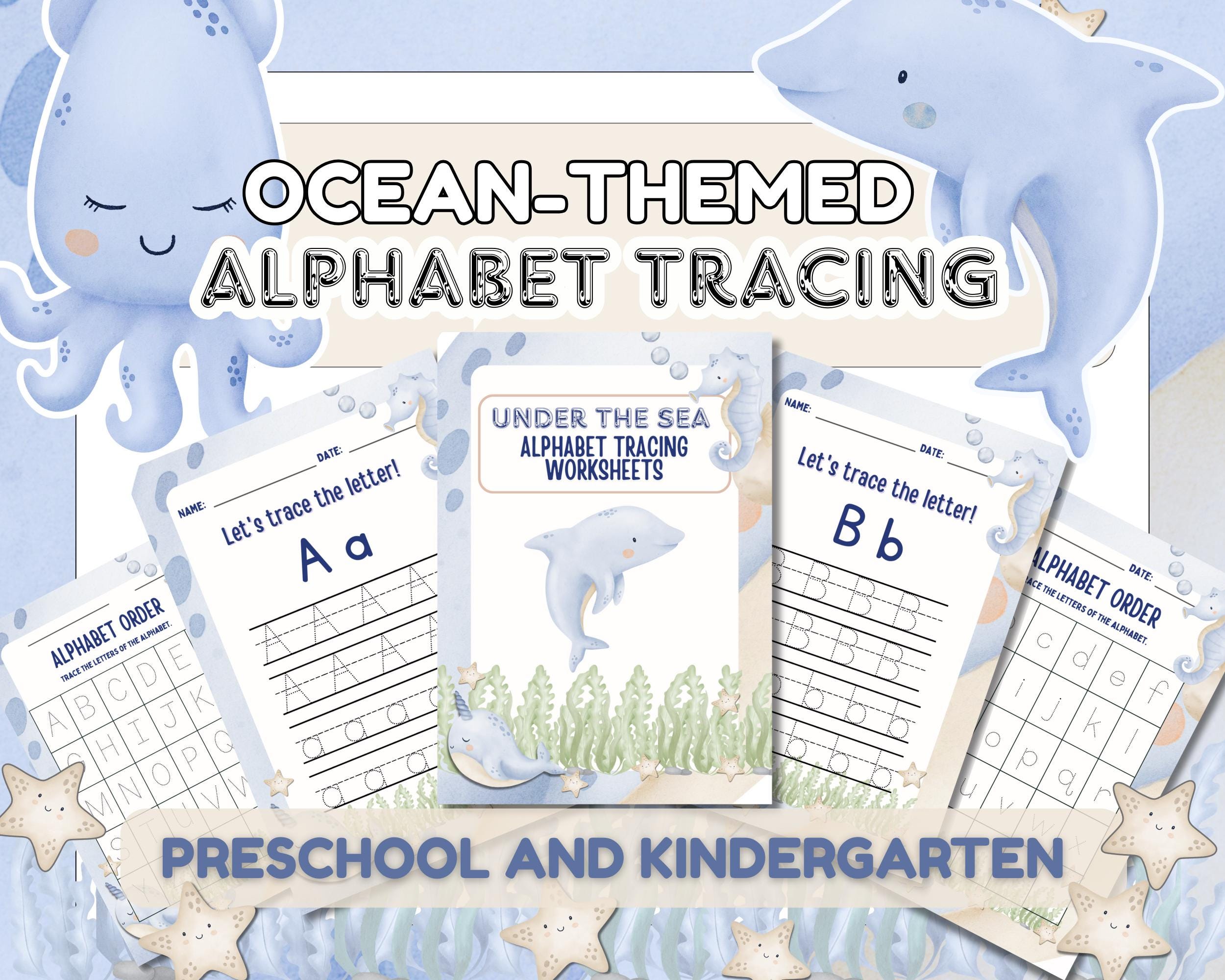 UNDER THE SEA 60+ Alphabet Letters Tracing Worksheets and Free ...